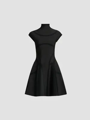 Alexander McQueen Volume Fit & Flare Mini Dress - Black