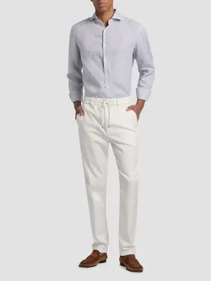 Canali Linen Button-front Shirt - Light Grey