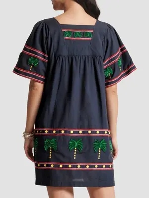 FRANCES VALENTINE Palm Picnic-embroidered Minidress