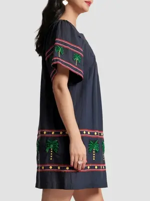 FRANCES VALENTINE Palm Picnic-embroidered Minidress
