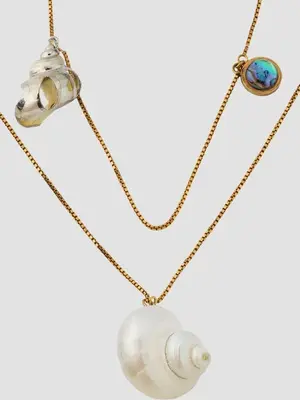 Dries Van Noten Goldtone & Shell Layered Necklace - Brass