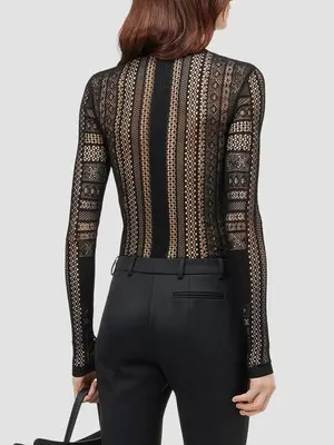 Alexander McQueen Sheer Lace Long-sleeve Top
