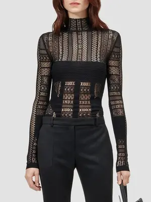 Alexander McQueen Sheer Lace Long-sleeve Top