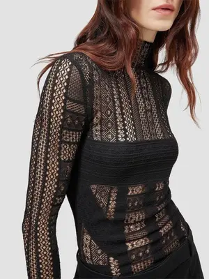 Alexander McQueen Sheer Lace Long-sleeve Top