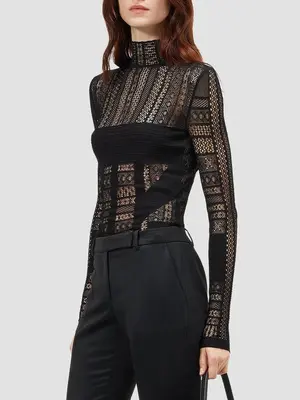 Alexander McQueen Sheer Lace Long-sleeve Top