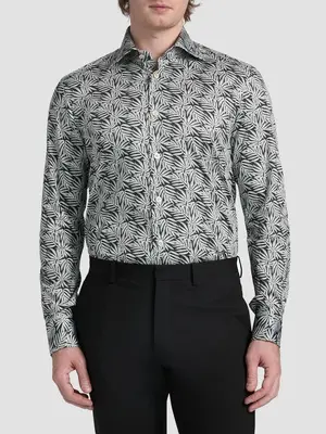 Kiton Leaf Print Stretch-cotton Shirt