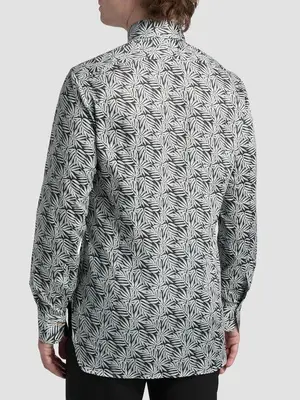 Kiton Leaf Print Stretch-cotton Shirt