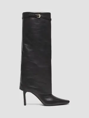 Staud Wally Foldover Leather 90mm Boots - Black