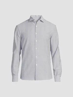 Canali Seersucker Sport Shirt - Blue