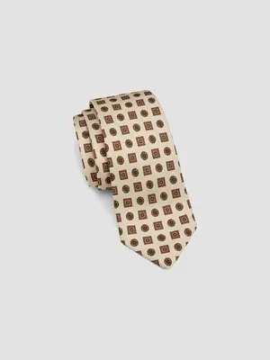 Kiton Medallion-print Silk Tie - Tan