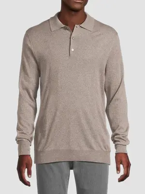Canali Heathered Merino Wool Modern-fit Polo Shirt - Light Tan