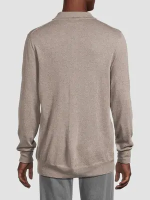Canali Heathered Merino Wool Modern-fit Polo Shirt - Light Tan