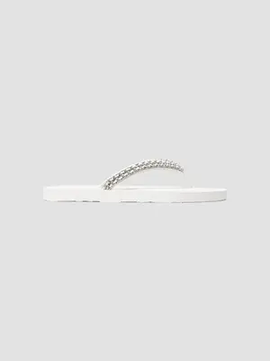 Tory Burch Kira Chain Leather Flip-flops - Bianco Laredo