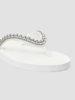 Tory Burch Kira Chain Leather Flip-flops - Bianco Laredo
