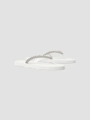 Tory Burch Kira Chain Leather Flip-flops - Bianco Laredo