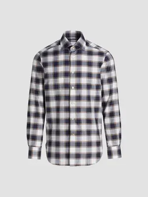 Kiton Bold Plaid Cotton Shirt - Brown