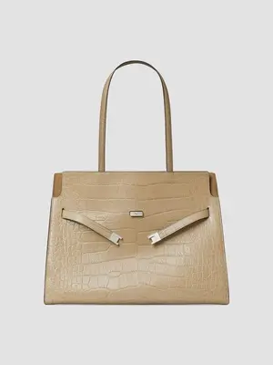 Tory Burch Lee Radziwill Croc-embossed Leather Tote Bag