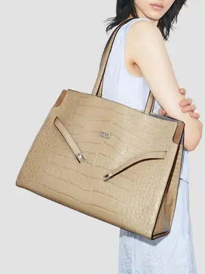 Tory Burch Lee Radziwill Croc-embossed Leather Tote Bag