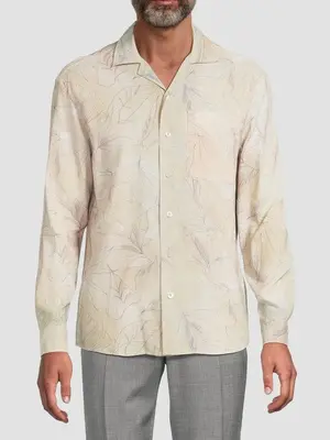 Canali Leaf-print Button-front Shirt