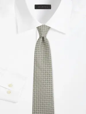 Kiton Interlocking Circles Silk Tie - Tan