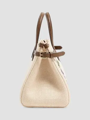 Valentino Garavani Antibes Small Embroidered Linen Top Handle Bag