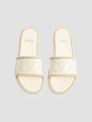 Valentino Garavani Vlogo Torchon Slide Sandals In Nappa Leather