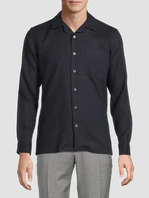 Canali Linen Seersucker Button-front Shirt