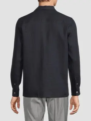 Canali Linen Seersucker Button-front Shirt
