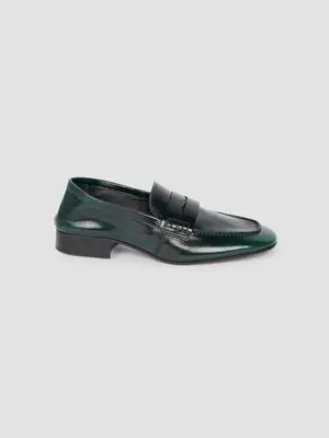 Dries Van Noten Leather Penny Loafers - Emerald
