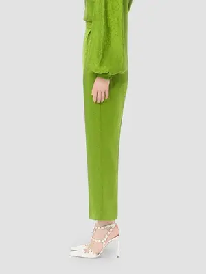 Valentino Garavani Jacquard Pants In Silk-linen