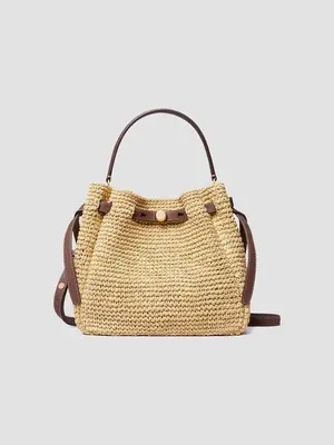 Tory Burch Romy Straw Bucket Bag