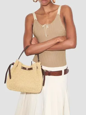 Tory Burch Romy Straw Bucket Bag