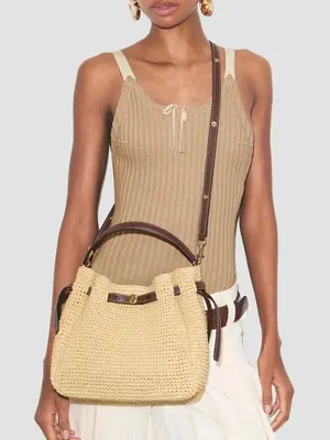 Tory Burch Romy Straw Bucket Bag