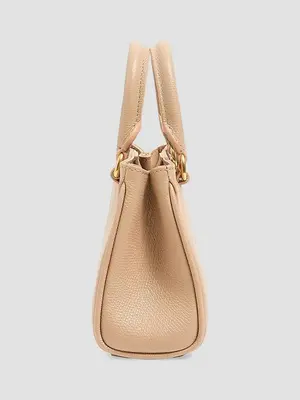 Valentino Garavani Mini Vlogo Signature Top Handle Bag In Grainy Calfskin - Beige