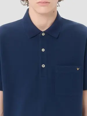 Valentino Garavani Cotton Piqué Polo Shirt With Vgold