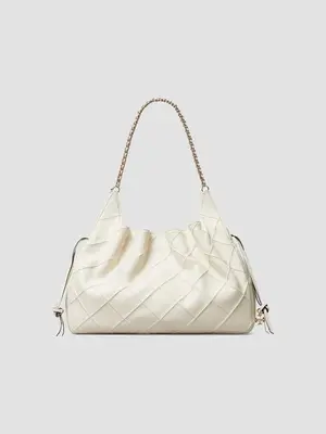 Tory Burch Fleming Large Quilted Leather Tote Bag - Light Cream