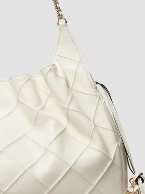 Tory Burch Fleming Large Quilted Leather Tote Bag - Light Cream