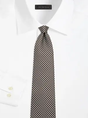 Kiton Houndstooth Silk Tie - Brown