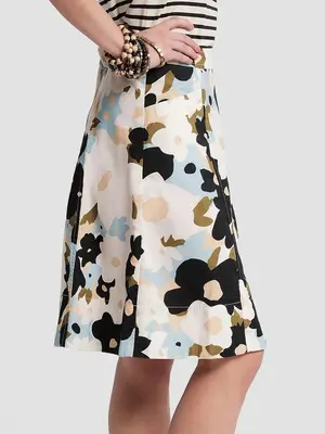 FRANCES VALENTINE Marta Floral-graphic Cotton Knee-length Skirt