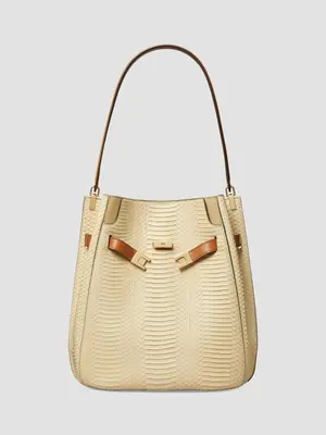 Tory Burch Lee Radziwill Snake-embossed Leather Bucket Bag