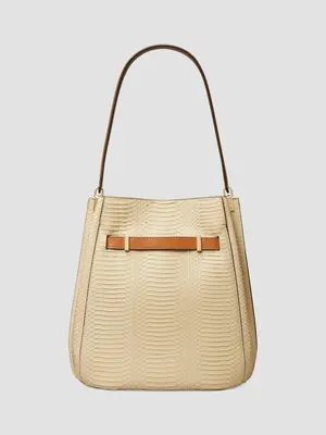Tory Burch Lee Radziwill Snake-embossed Leather Bucket Bag