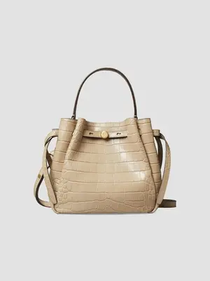 Tory Burch Romy Croc-embossed Leather Bucket Bag