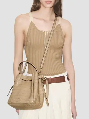 Tory Burch Romy Croc-embossed Leather Bucket Bag