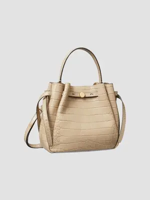 Tory Burch Romy Croc-embossed Leather Bucket Bag