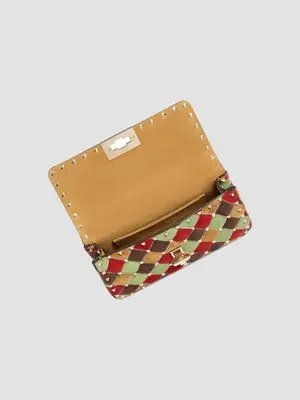 Valentino Garavani Rockstud Spike Small Patchwork Suede Shoulder Bag