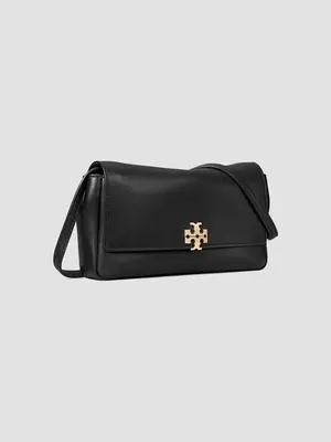 Tory Burch Charlie Leather Wallet Crossbody Bag - Black