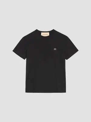 Valentino Garavani Cotton T-shirt With Vlogo Embroidery - Black
