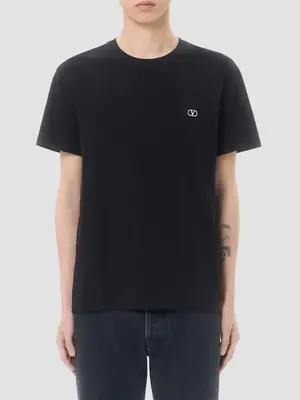 Valentino Garavani Cotton T-shirt With Vlogo Embroidery - Black