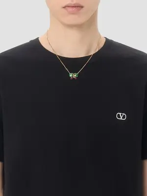 Valentino Garavani Cotton T-shirt With Vlogo Embroidery - Black