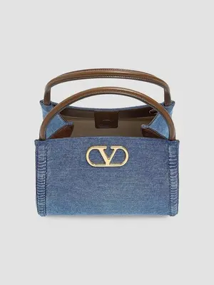 Valentino Garavani Alltime Medium Top Handle Bag In With Embroidered Strap